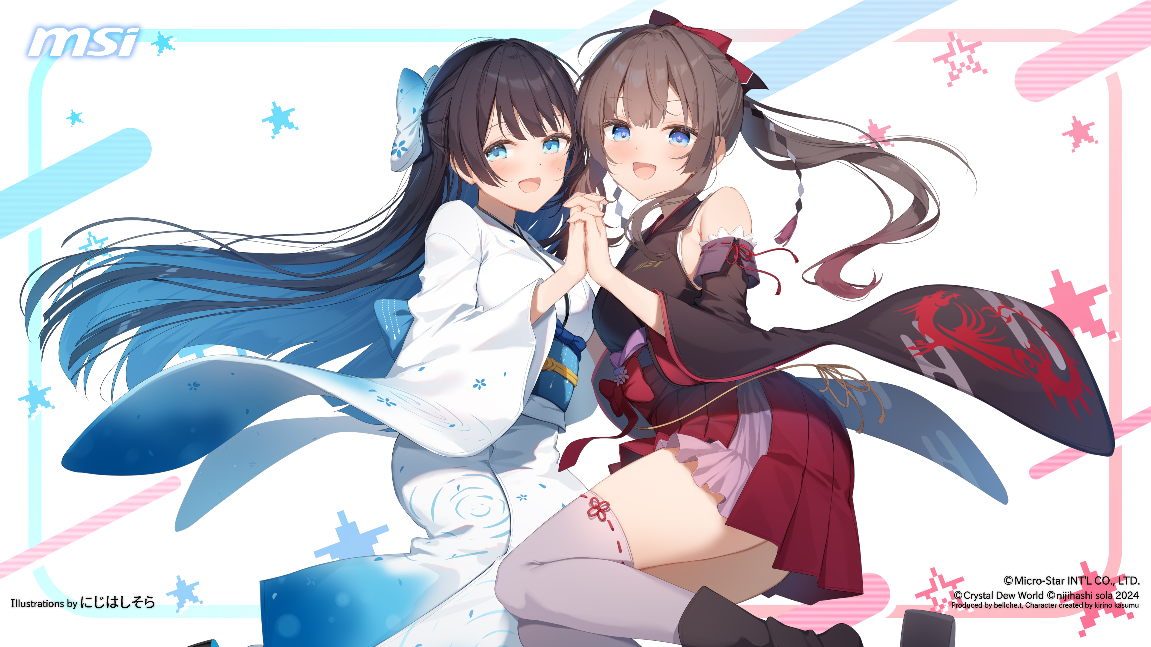 nijihashi sora crystal dew world msi mihoshi mei suishou shizuku crossover japanese clothes ...